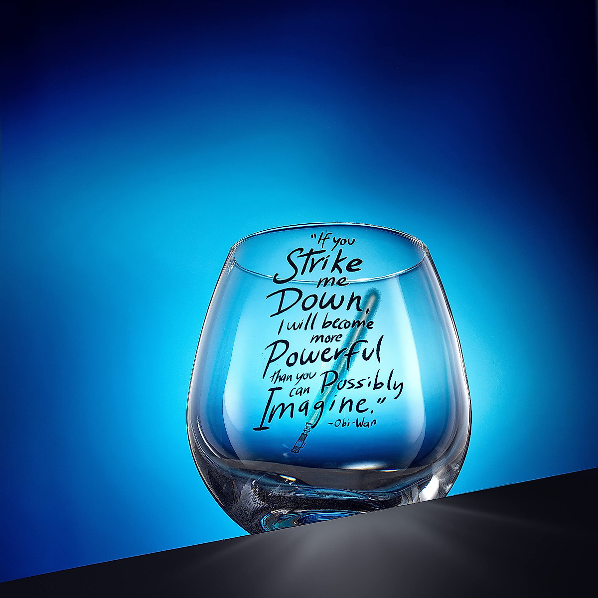 JoyJolt Star Wars Obi-Wan Kenobi Lightsaber Stemless Drinking Glass - 15 oz - Set of 2