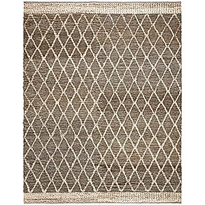 SAFAVIEH Natural Fiber Collection 9' x 12' Grey NF951F Handmade Boho Moroccan Trellis Jute Area Rug