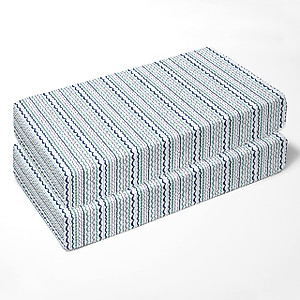 Bacati - 2 Pack NOAH Tribal Boys 100% Cotton Soft Breathable Percale Universal Baby US Standard Crib or Toddler Bed Fitted Sheets (Garland, Mint Navy)