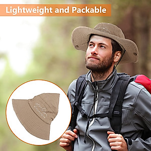 Obling Sun Hat, Fishing Hat UPF 50 Wide Brim Bucket Hat Safari Boonie Hat B-Khaki