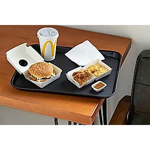 Aebeky Plastic Cafeteria Trays,Fast Food Serving Trays,13"X17",Set of 6 (Black)