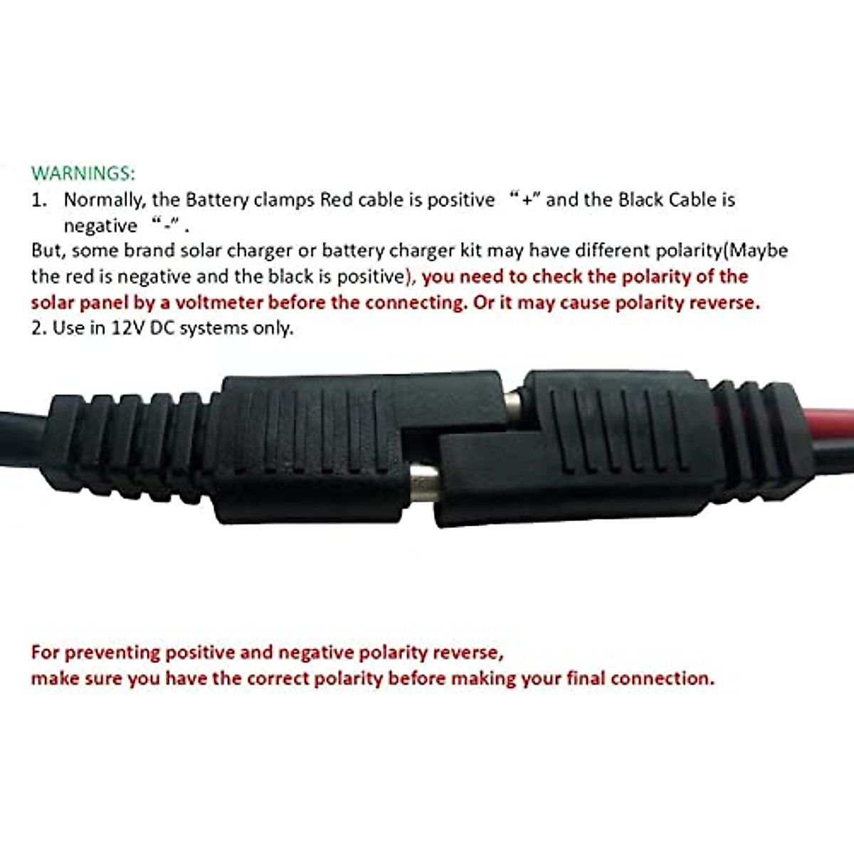 Sunway Solar Panel Connectors,Extension Cable Connect 3 Solar Panels to 12V Battery with Two SAE Polarity Reverse Adapters for 12Volt Solar Charger,Solar Maintainer and Solar Charging Kits