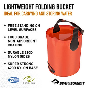 Sea to Summit Folding Bucket, Collapsible Camp Kitchen Bucket, 10 Liter