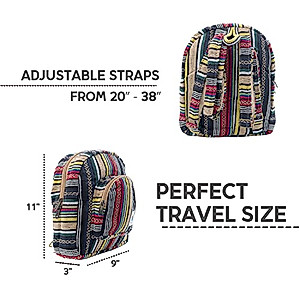 Yogo Boho Mini Backpack, Canvas Boho Backpack Purse for Travel, Hippy Bag with Adjustable Straps (Kushi)