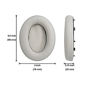 Replacement Ear-Pads Cushions for Sony WH-1000XM3 Headphones, with Soft-Touch Leather, Noise Isolation Memory Foam (Silver)
