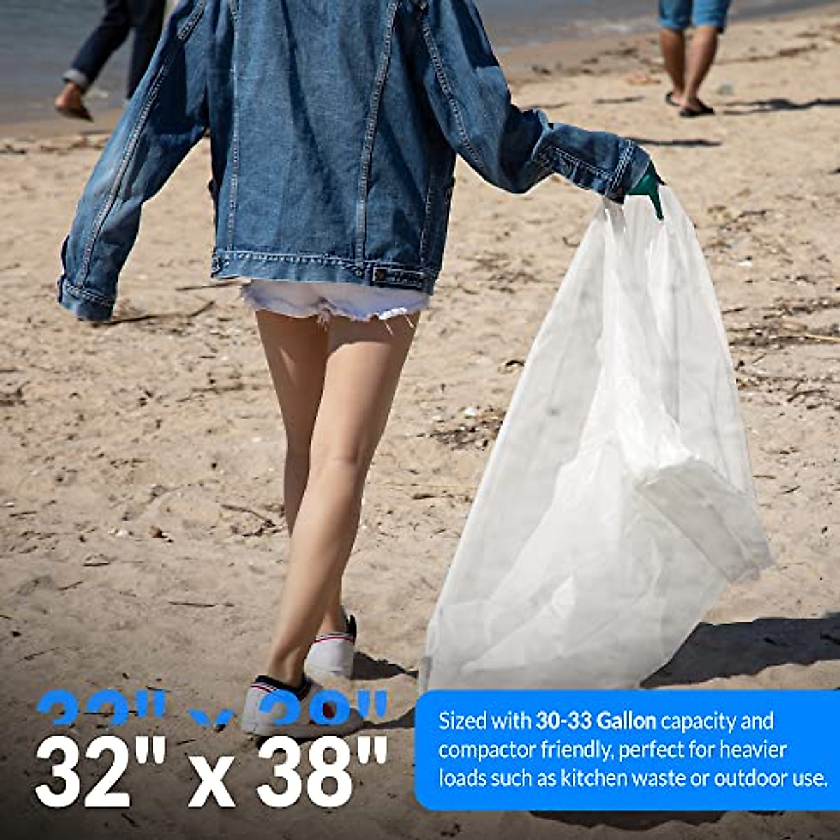 [Made in USA] Reli. 33 Gallon Trash Bags (50 Bags) | Clear Trash Bags | Recycling Bags | Plastic Trash Bags 30+ Gallon (32 Gal - 33 Gal) | Large Garbage Bags/Can Liners, Heavy Duty 33 Gal | SuperValue