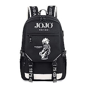 TPSTBAY Anime Character Kujo Jotaro Printing Oxford Backpack With USB Charging Port, Casual Laptop Daypack (5)