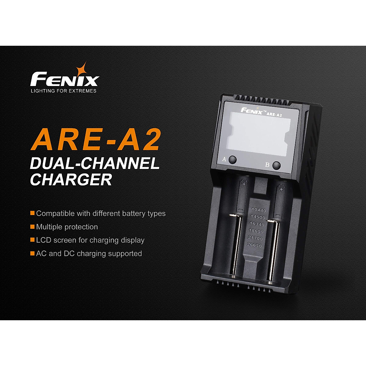 EdisonBright Fenix are-A2 Smart Battery Charger for 21700/18650/16340 BBX5 Battery Carry case