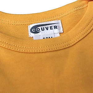 COUVER Unisex Baby Infant Toddler Long Sleeve Lap Shoulder Solid Color Bodysuit Onesie,Golden Yellow,12 Months