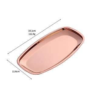 Buyer star Rose Gold 2PCS 7.12inch Stainless Steel Square Tray Fruit Trays Storage Tray Dish Plate Cosmetics Jewelry Decorative Organizer
