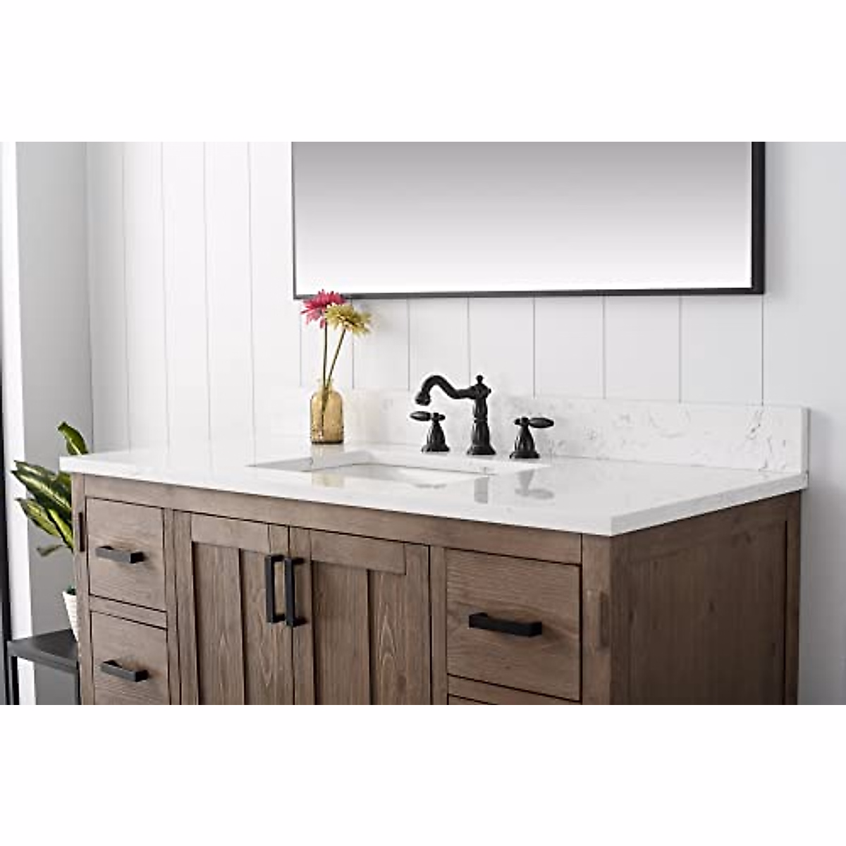 UrbanFurnishing.net - Harvey 48-Inch (48") Rustic Modern Farmhouse Bathroom Vanity - Brown Spruce