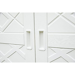 Mrosaa Resin Outdoor Storage Shed,38 cu.ft. Outdoor Storage Box Waterproof for Garden Tools,Patio Furniture,Trash Cans and Pool Toys, Customized Shelves &Lockable(Off White)