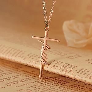 SANNYRA Faith Faith Necklace Rose Gold Plated Faith Pendant Necklace Religious Personalized Jewelry Gift for Women