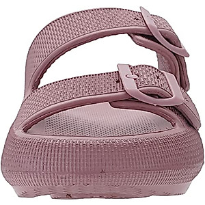 WHITIN Slides for Women Men EVA Foam House Adjustable Extremely Comfy Cushion Thick Sole Pillow Sandals Double Buckle Slippers Blush