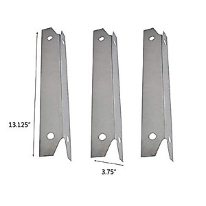 Votenli S9061A(3-Pack) S1048A(3-Pack) Replacement 13 1/8 inches Stainless Steel Heat Plates and Stainless Steel Grill Burner Crossover Tube for Brinkmann 810-3330-S,810-3331-F