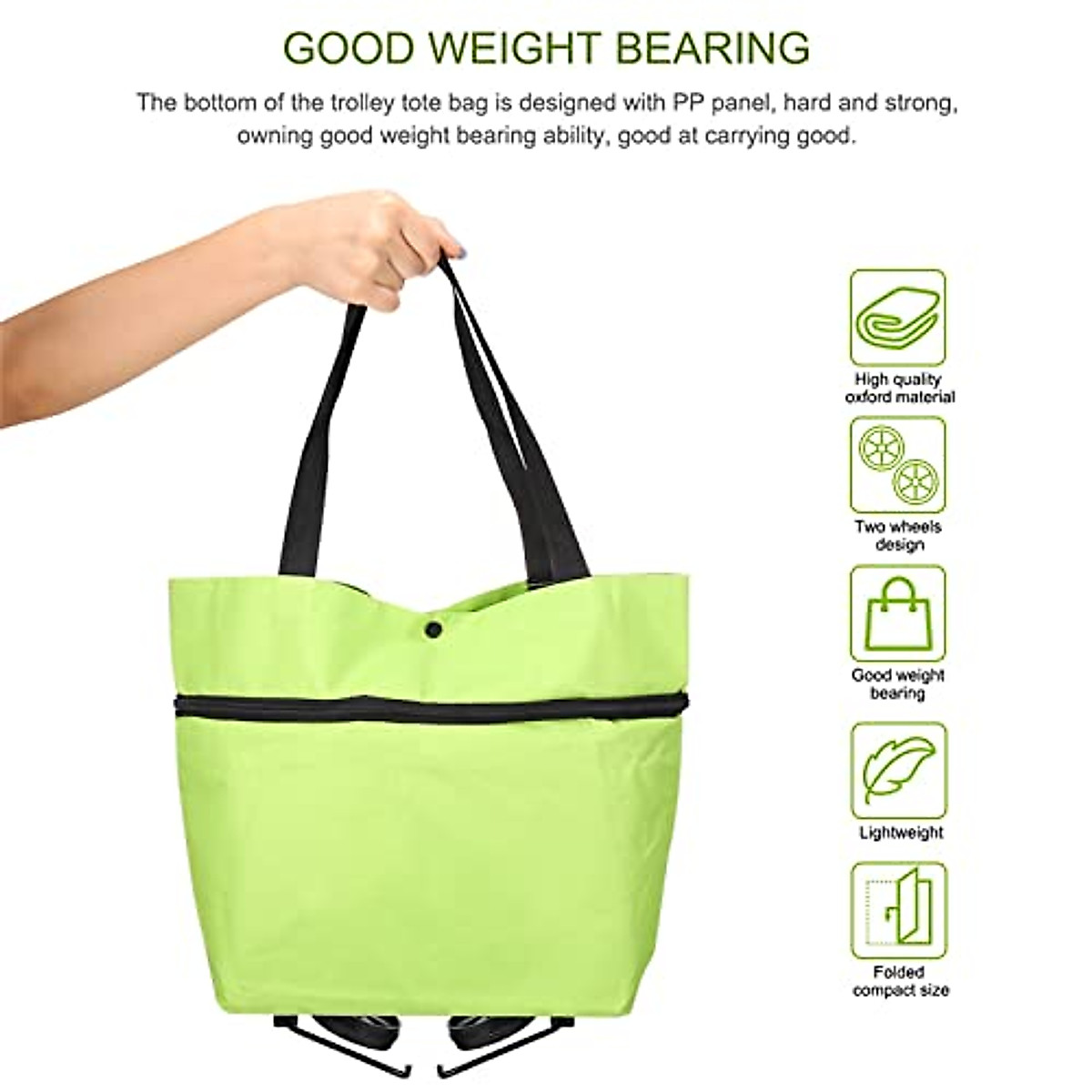 2023 New 2 in 1 Foldable Shopping Cart, Portable Collapsible Shopping Bag with Wheels, Lightweight Waterproof Rolling Shopping Bag, Trolley Tote Bag Stair Climbing Cart for Traveling Shopping.