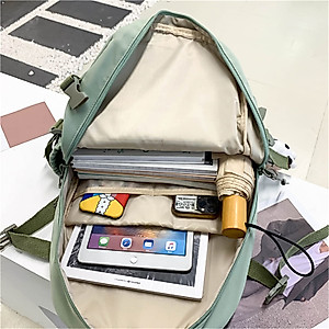 Maioloq Kawaii Backpack with Cute Bear Plush Pin Accessories Large Capacity Aesthetic School Bags Cute sage green Bookbag for Girls Teen-sage Green 111…