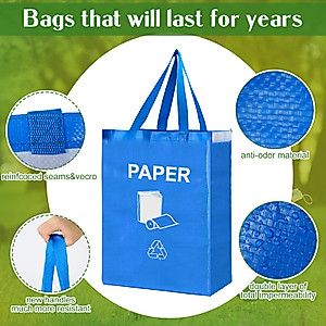 Clysee 4 Pcs Recycling Bin Bags Separate Recycle Bin Waterproof Waste Baskets Recyclable Waste Trash Sorting Organizer for Home Office Kitchen Can, Paper, Plastic and Glass