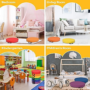 Costzon 6-Piece 15 inch Kids Floor Cushion, 3" Thick Waterproof Daycare Foam Cushion w/Handle, Soft Flexible Seating for Classroom, Home, School, Kindergarten or Nursery