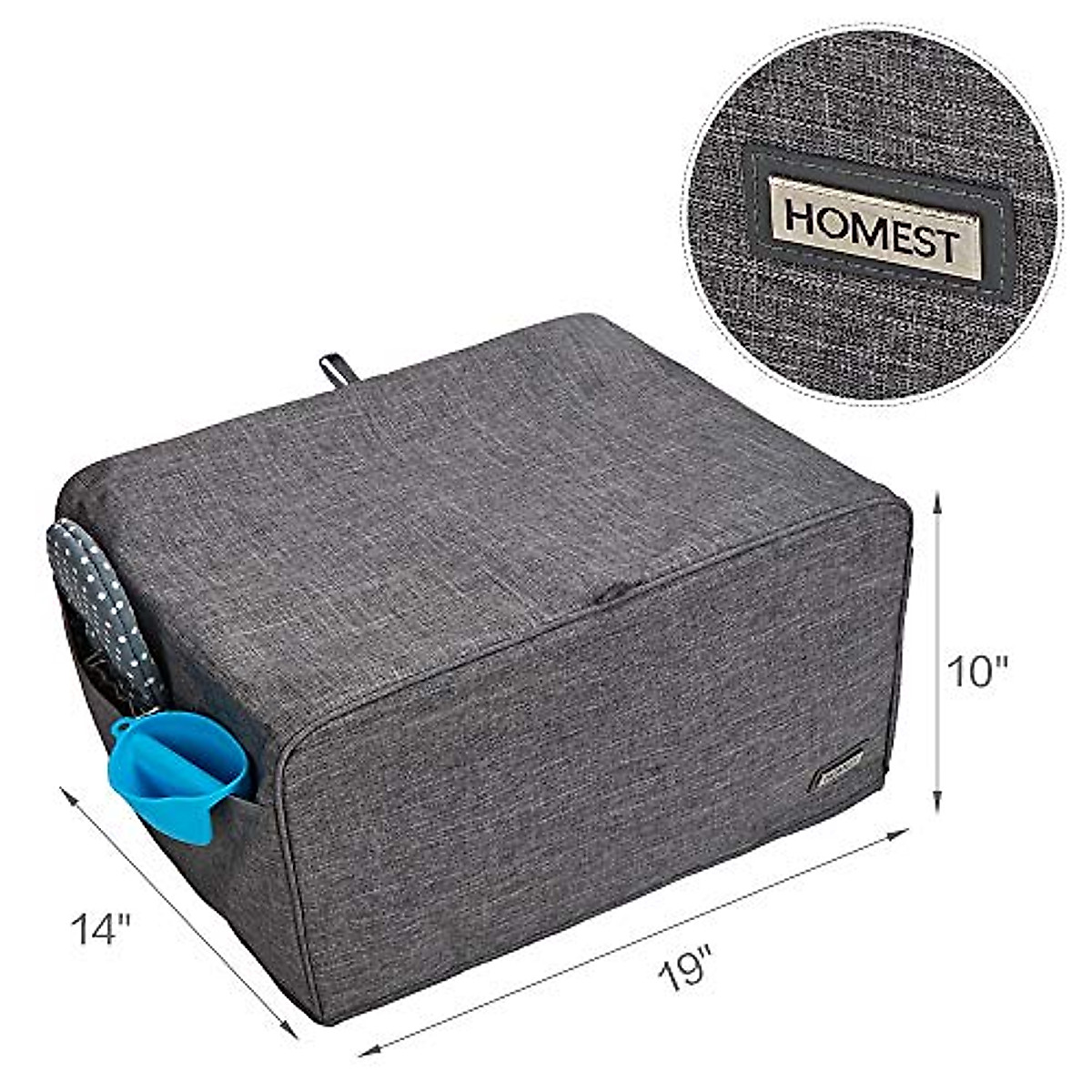 HOMEST Toaster Oven Dust Cover with Accessory Pockets Compatible with Hamilton Beach 6 Slice of Toaster Oven, Grey