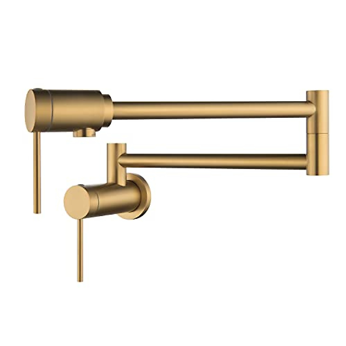 MR. FAUCET Wall Mount Kitchen Pot Filler Faucet 360° Swivel Folding Swing Arm Built-in Bearing Joint Technology, for Kitchen Stove, Coffee Station, bar Filler&Water Station(Brushed Brass Gold)