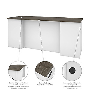 Bestar Norma 71W Desk Shell in Walnut Grey & White