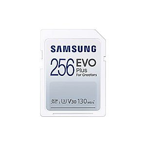 SAMSUNG EVO Plus Full Size 256GB SDXC Card 130MB/s Full HD & 4K UHD, UHS-I, U3, V30 (MB-SC256K/AM)