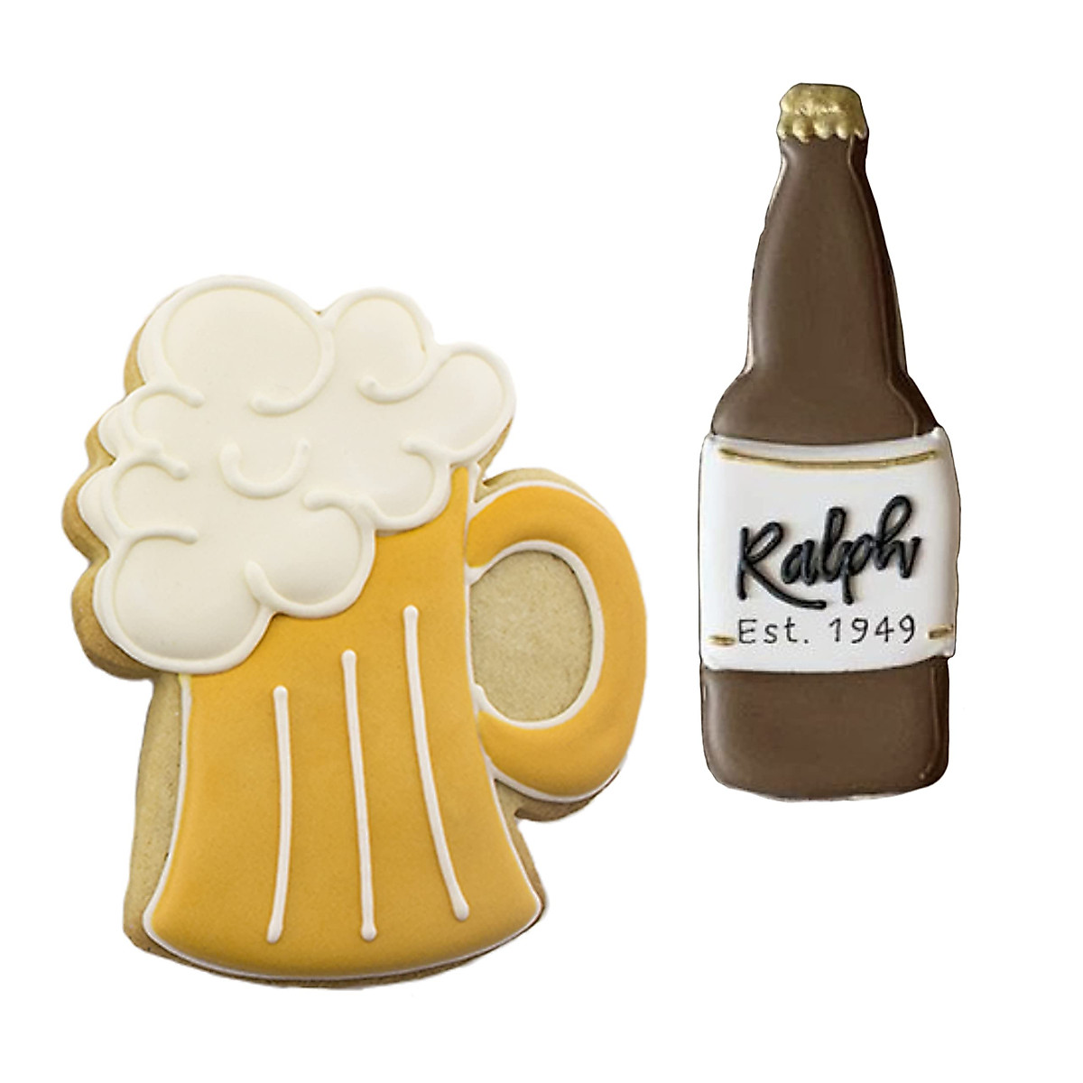 Cocktail Cookie Cutters 2-Pc. Set Made in the USA by Ann Clark, Beer/Soda Bottle, Beer Mug/Stein