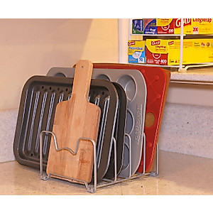 SimpleHouseware 2PK Kitchen Cabinet Pan and Pot Lid Organizer Rack, Total 6 Compartments, Silver