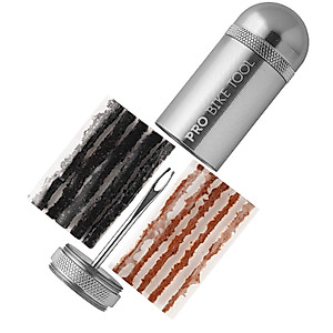 PRO BIKE TOOL Tubeless Bike Tire Repair Kit – for MTB and Road Bicycle Tires – Fix a Puncture or Flat, Fast – Tackle Set Includes Storage Canister, Plugger Tool and Plugs - 5 Bacon and 5 Black Strips