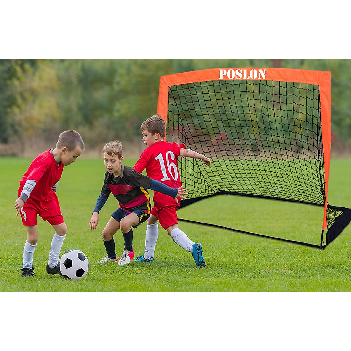 Poslon Soccer Goal Kids Soccer Net Set Carry Bag for Games and Training for Backyard for Kids and Teens