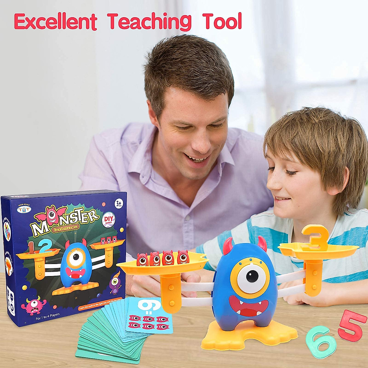 KANKOJO Monster Balance Cool Math Game for Age 3-5, Toddler Learning Resources Number Blocks Preschool Games, Kids STEM Montessori Educational Toys Gifts for 4 Year Old Boys Girls