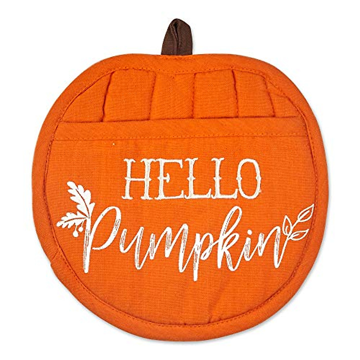 DII Fall Kitchen Décor Collection Dish Towel & Potholder Hostess Gift Set, Hello Pumpkin/Autumn Leaves, 3 Piece