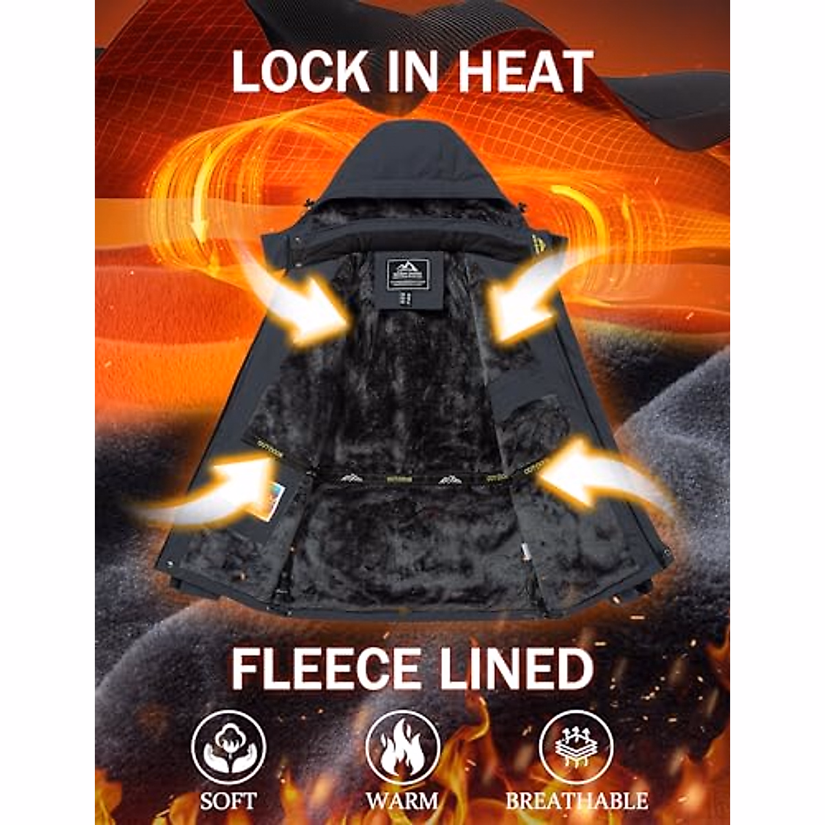 MAGCOMSEN Men Winter Jackets for Men Ski Jacket for Men Waterproof Jacket for Men Winter Coats for Men Rain Jacket Winter Parka Jacket Grey Black