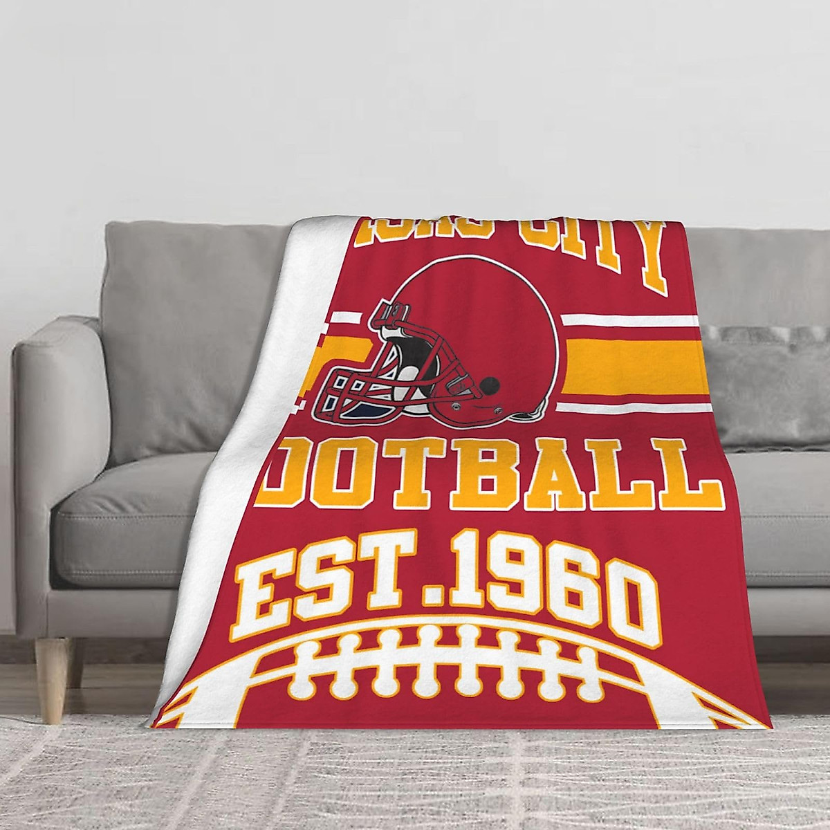 TOUVCRD Kansas Fans Blanket Gifts 50x60 inches City Soft Lightweight Flannel Throw Blanket for Men Women Youth Kids Classic Football Team Color Blankets for Sofa Bed Bedroom Living Room