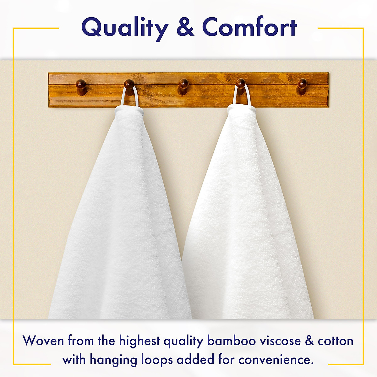 Alusa Home Bamboo Viscose Bath Towels - Ultra Soft & Plush 700 GSM Luxury Bath Towels - Super Absorbent & Quick Drying - 6 Piece Towel Set (White)
