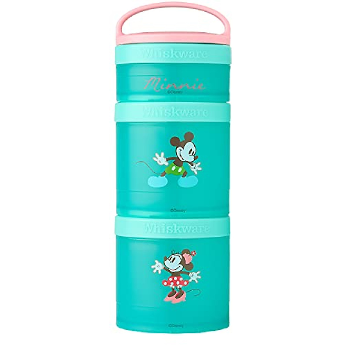 Whiskware Disney Stackable Snack Containers for Kids and Toddlers, 3 Stackable Snack Cups for School and Travel, Mickey and Minnie