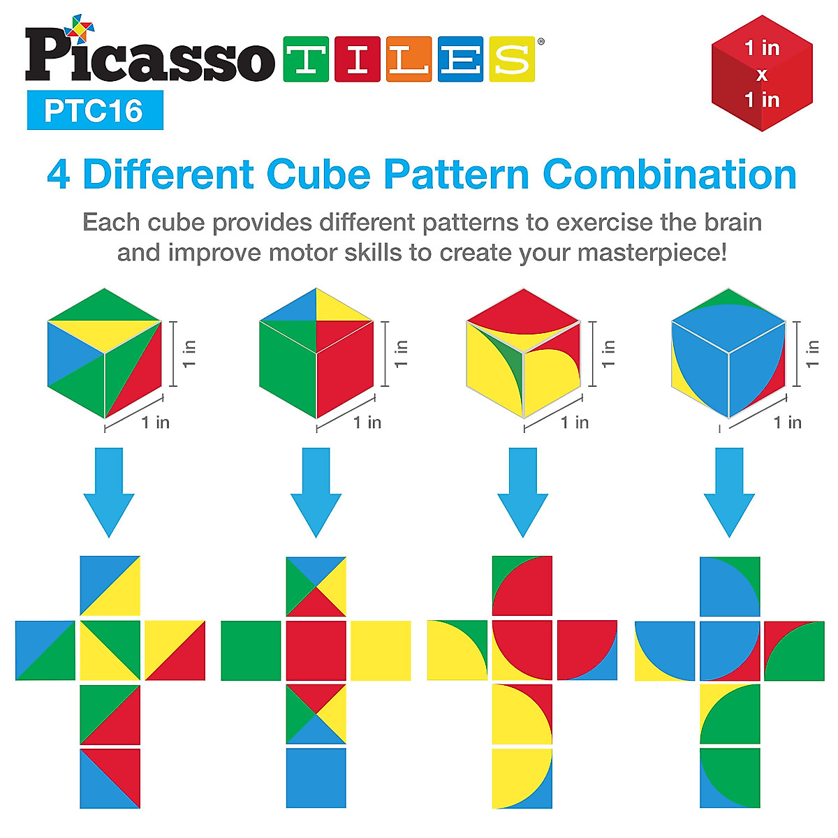 PicassoTiles 1" Infinite Magnetic Puzzle Game Magic Pixy Cube Puzzles Brain Teaser Set w/Free Ideabook Kids Toy Magnet Pattern Block Matching Card Challenge Toys Inspiration STEM Learning PTC16