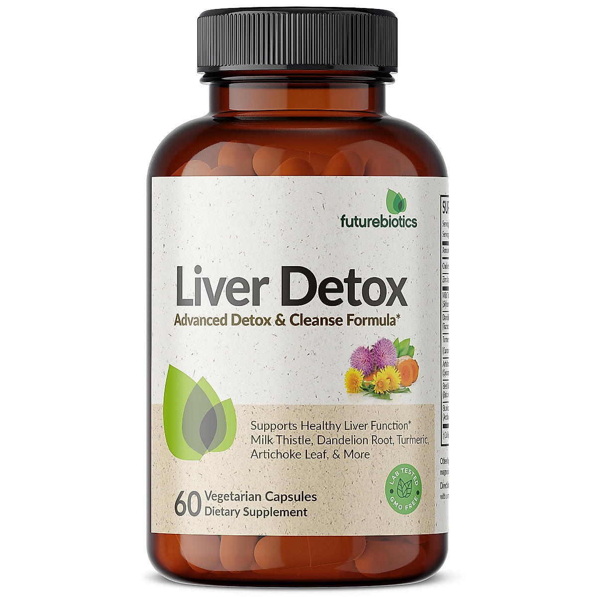Futurebiotics Liver Detox Advanced Detox & Cleanse Formula Supports Healthy Liver Function with Milk Thistle, Dandelion Root, Turmeric Artichoke Leaf, & More, Non-GMO, 60 Vegetarian Capsules