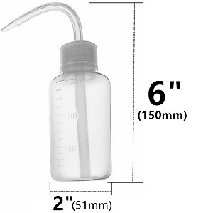 APUXON Wash Bottle 2pcs 150ml 5Oz Narrow Mouth Squeeze Bottle Medical Lab Plastic Safety Squeeze Bottle No Spill Bend Mouth Watering Cans