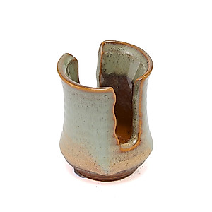 Pottery Sponge Holder Slotted Stoneware Ceramic Porcelain Sponge Holder by Gute for Father, Mother, Cleaning Supplies - Decorative Kitchen Décor - Organizer for Cleaning Dishes (Green)