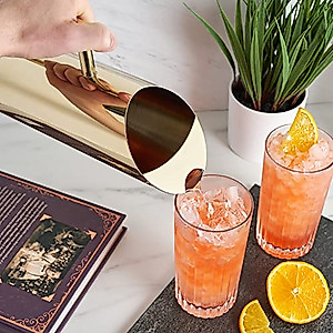 Viski Gold Modern Drink Carafe, Stainless Steel, 26 Ounces, Pitcher with Handle, Plated, Set of 1