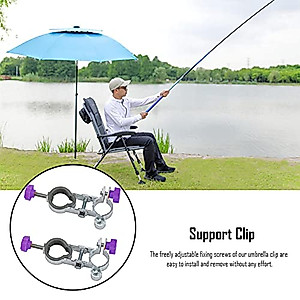 2Pcs Umbrella Stand, Folding Leisure Chair Mount Umbrella Mount Clip, Outdoor Fishing Umbrella Rod Racks, Fit for 23-25mm Pipes(Purple)