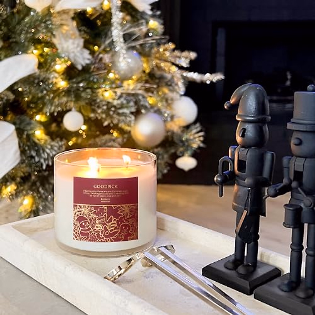 Goodpick Bayberry Scented Candle, Christmas Holiday Candles Gifts, Jar Candle for Living Room, Soy Candles for Friend, 3 Wicks Scentsational Candles, 14.5 Oz Includes Lid