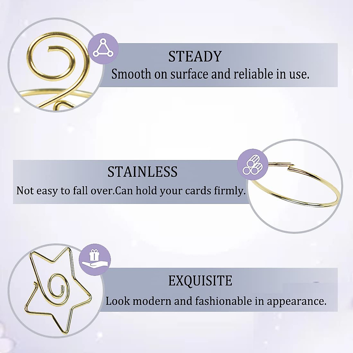 ELANE 20 Pcs Mini Place Card Holders for Weddings,Wedding Table Number Holders Place Card Holders for Table,Table Place Card Holders (Star)