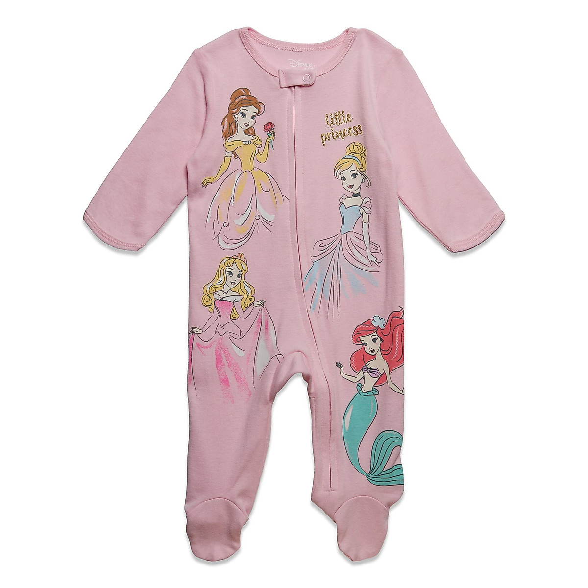 Disney Princess Belle Aurora Cinderella Newborn Baby Girls 2 Pack Zip Up Sleep N' Plays/Pink 3-6 Months