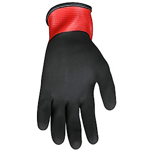 MCR Safety Ninja BNF N96785S Nitrile Work Gloves, 18 Gauge Nylon/Spandex Shell Fully Coated with Flat Red Nitrile, Coated Over the Knuckles and Palm with Breathable Nitrile Foam with NFT, Small