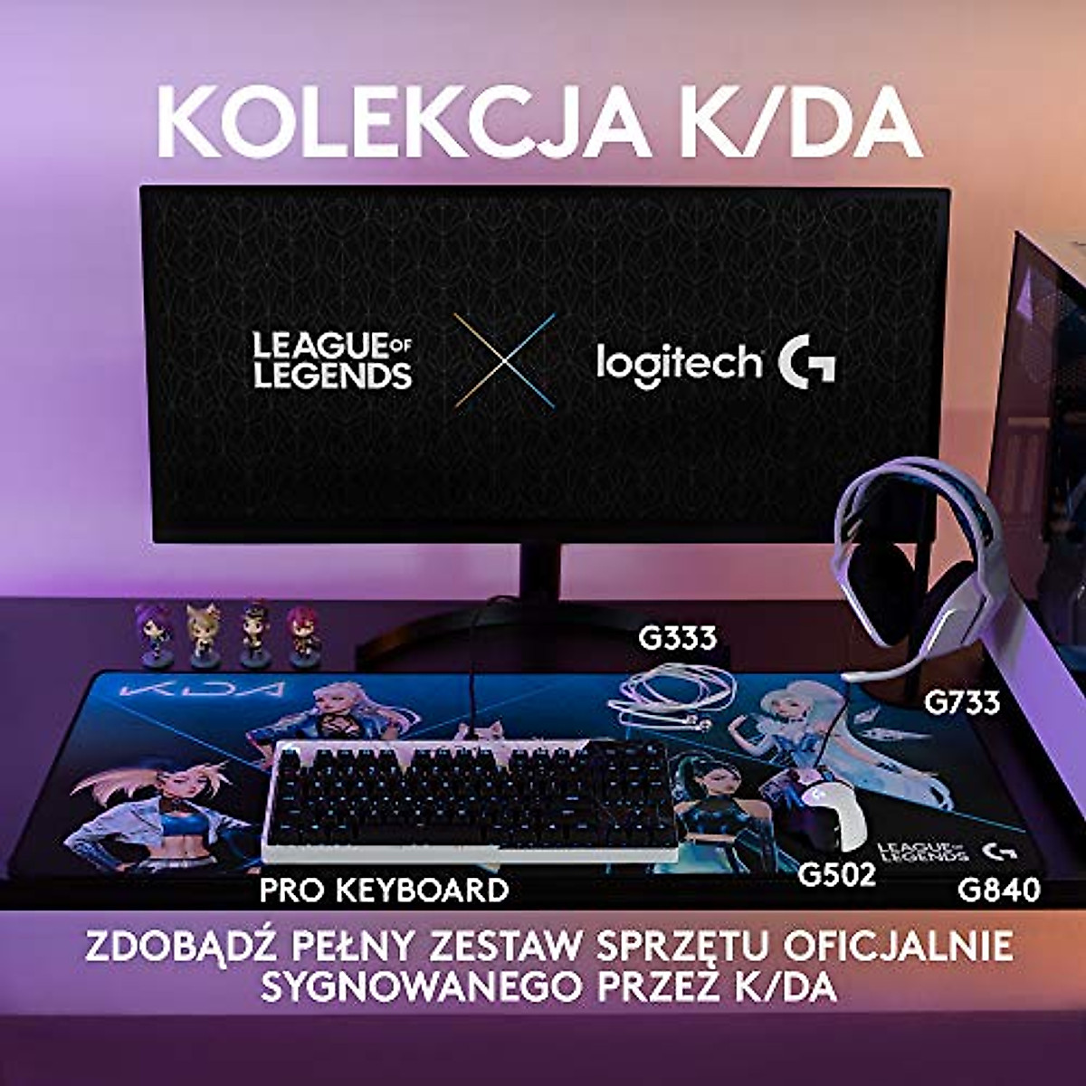 Logitech G502 Hero K/DA High Performance Wired Gaming Mouse, Hero 25K, LIGHTSYNC RGB, Adjustable Weights, 11 Programmable Buttons, On-Board Memory, Official League of Legends Gaming Gear - White