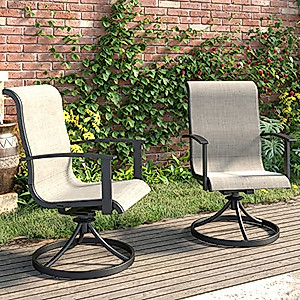 Grand patio Outdoor Swivel Rocking Patio Dining Chairs Set of 2, Outdoor Mesh Sling Swivel Rocker 2 Pieces Set for Lawn Garden Backyard Deck, Mixed Coffee