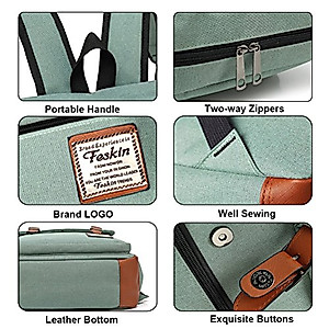 Vintage Laptop Backpack for Women Men, School College Backpack with USB Charging Port & Headphone Jack, Fashion Backpack Fits 15.6 inch Notebook - Green-Function Update